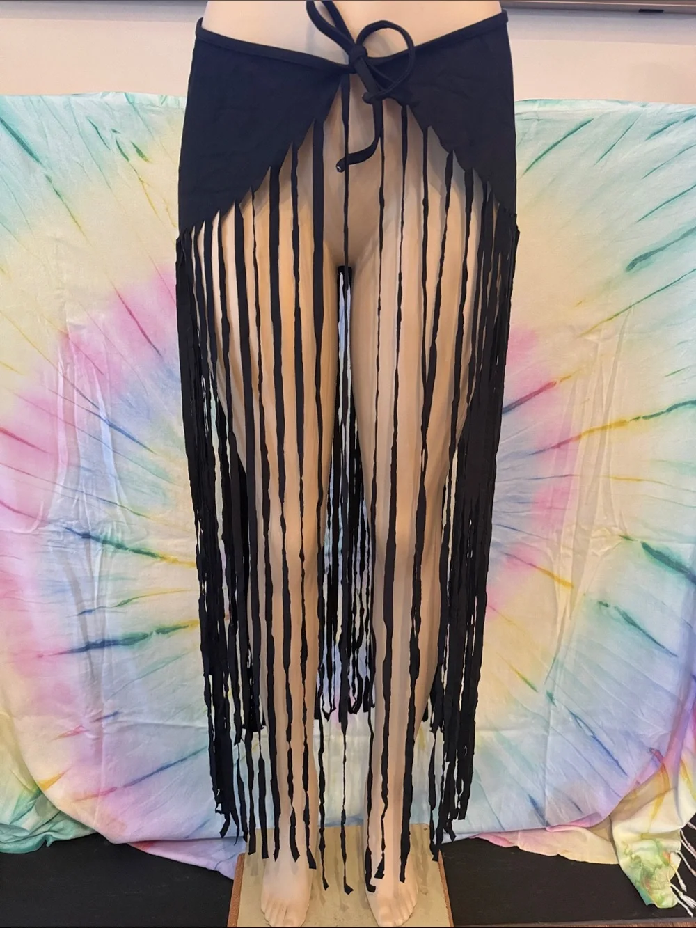 VENUS | Skirts | Venus Black Fringe Wrap Tie Skirt Festival Edm | Poshmark